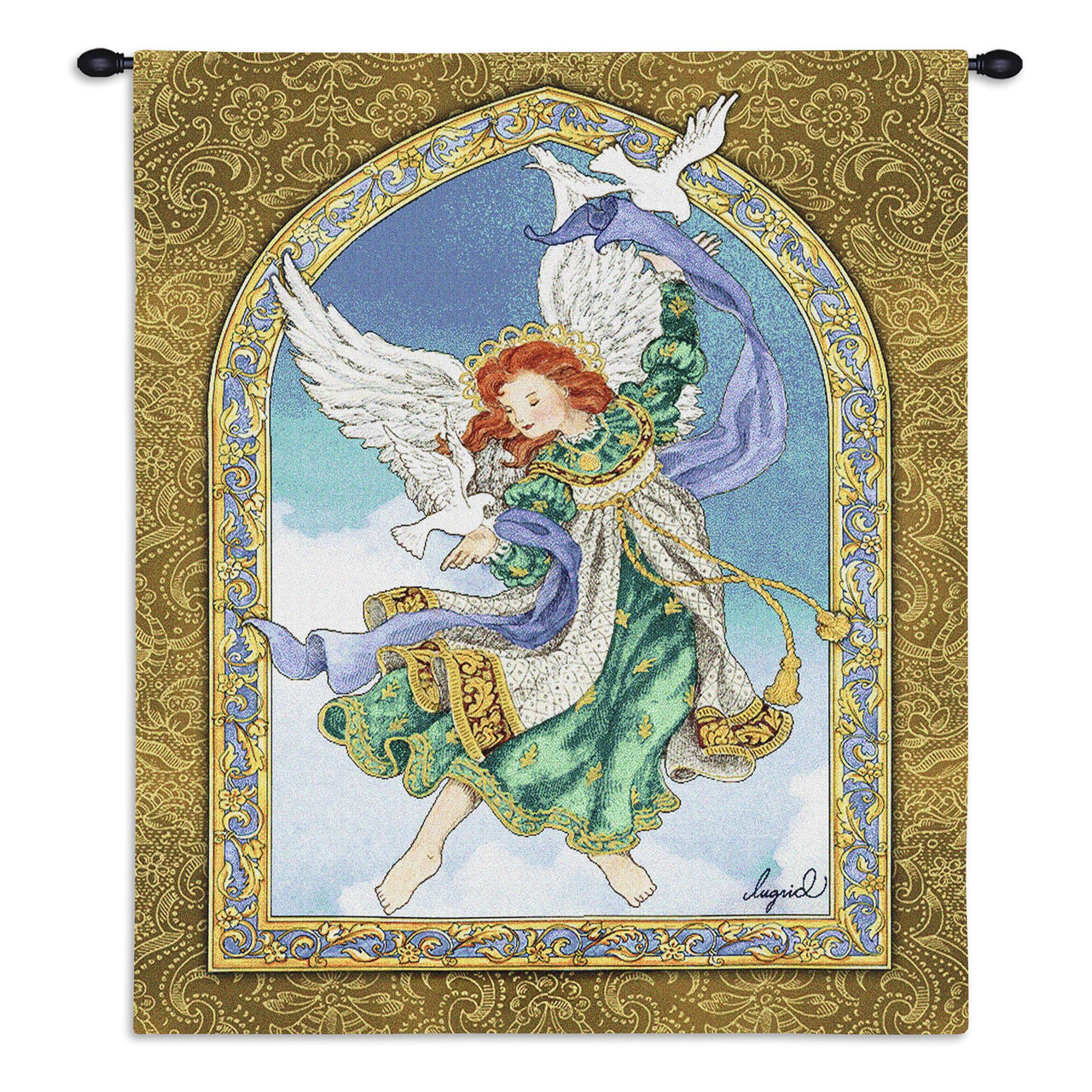 Peaceful Guardian Angel by Lugrid | Woven Tapestry Wall Art Hanging ...