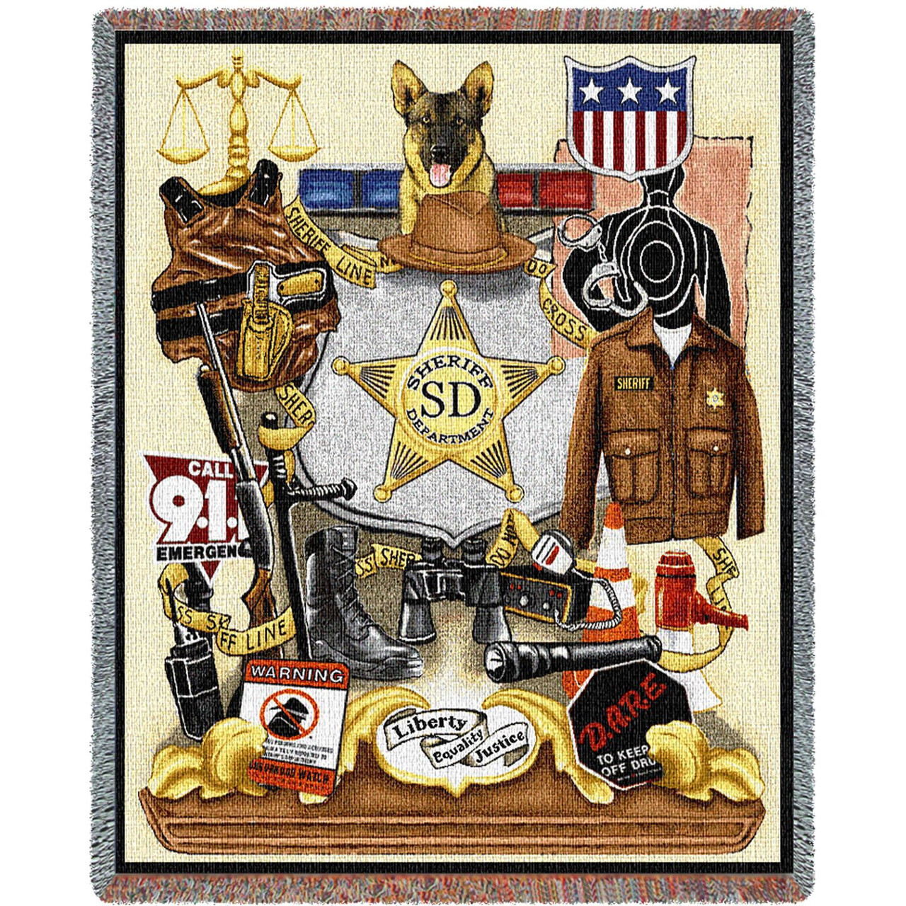 Police Department - Sheriff - Cotton Woven Blanket Throw - Made in the ...