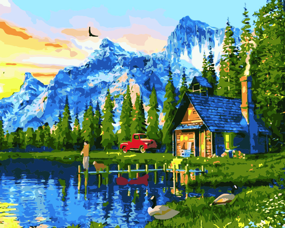 Painting by Numbers 40x50cm - Cottage by the Lake