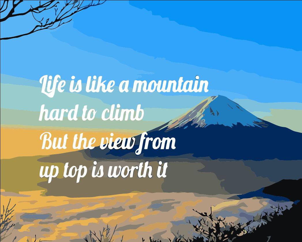 Painting by Numbers 40x50cm - Life is Like a Mountain Hard to Climb but ...