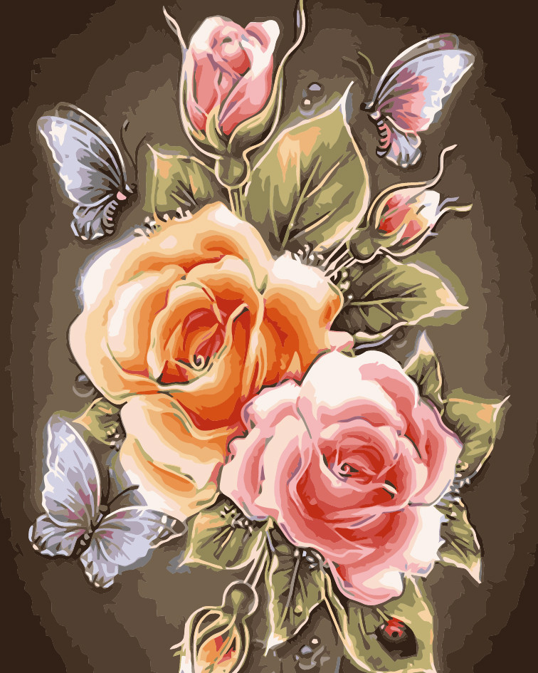 Painting by Numbers 40x50cm - Glowing Roses