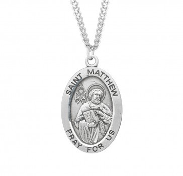 Large 1in Oval St. Matthew Sterling Silver Medal, 2617 - St. Jude Shop ...