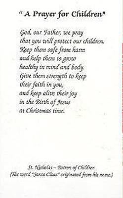 Kneeling Santa Paper Holy Card with Prayer - St. Jude Shop, Inc.
