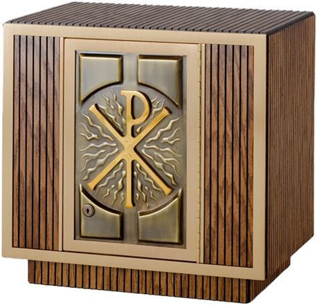 Oak Wood Tabernacle with Metal Chi Rho Door - St. Jude Shop, Inc.