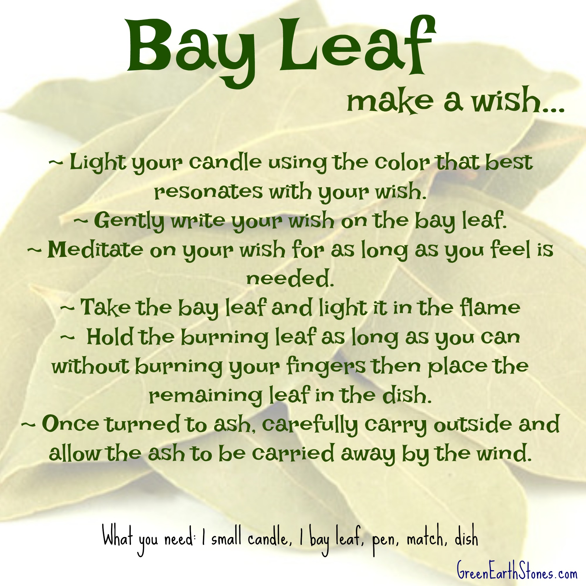 Bay Leaf ~ Make a Wish - Green Earth Stones