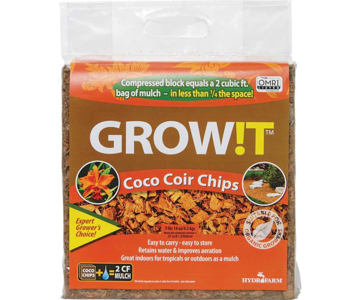 GROW!T Organic Coco Coir Chips, Compressed Blocks in Bulk